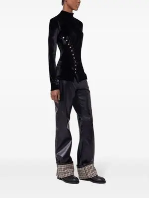 Rabanne Draped Velvet Top - Black