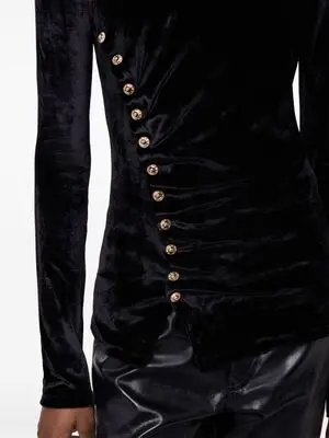 Rabanne Draped Velvet Top - Black