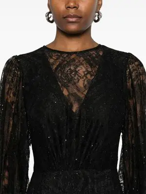 NISSA Floral-lace Midi Dress
