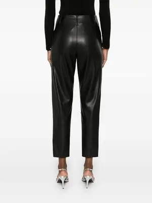 NISSA Crystal-embellished Faux Leather Trousers