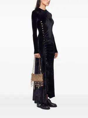 Rabanne Draped Velvet Maxi Dress