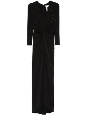 NISSA Rhinestone-embellished Maxi Dress - Black