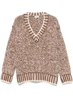 Moncler V-neck Sweater - Brown