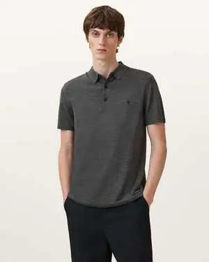 ALLSAINTS Mode Merino Short Sleeve Polo Shirt - Grey