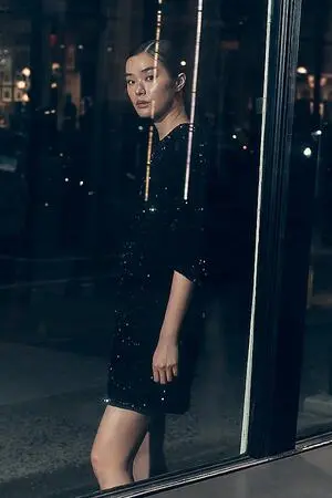 Anthropologie Velvet Sequin Mini Shift Dress