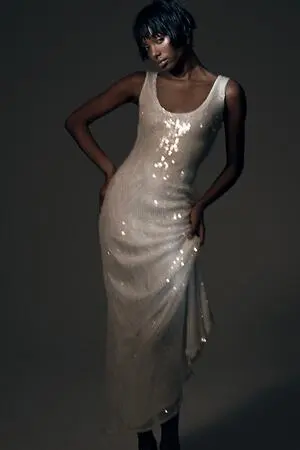 chinese dress ladies Sequined High Neck Sleeveless Column Gown main image 1