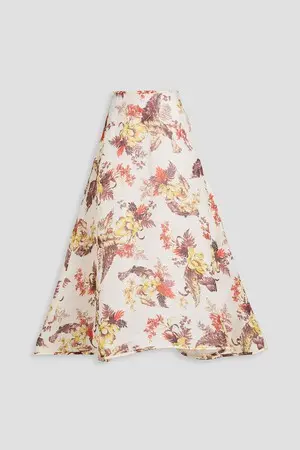 Zimmermann Floral-print Linen And Silk-blend Gauze Maxi Skirt