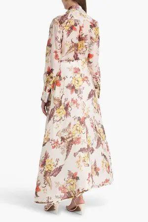Zimmermann Floral-print Linen And Silk-blend Gauze Maxi Skirt