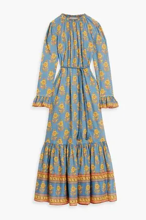 Zimmermann Belted Floral-print Cotton-voile Maxi Dress