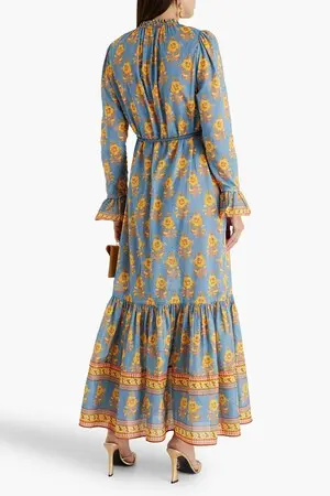 Zimmermann Belted Floral-print Cotton-voile Maxi Dress