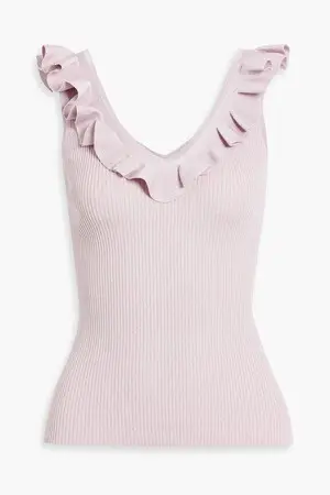 Zimmermann Ruffled Ribbed-knit Tank