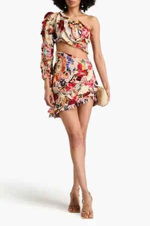 Zimmermann Floral-print Linen And Silk-blend Mini Skirt