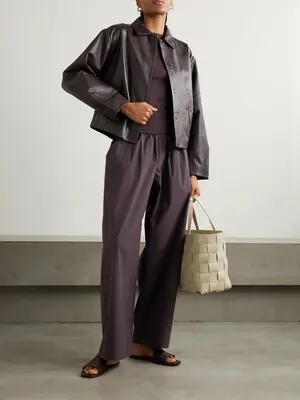 ST. AGNI Cocoon Leather Jacket - Brown