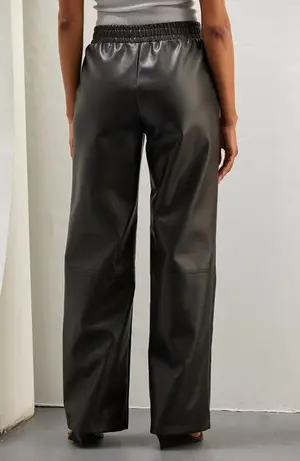 CRESCENT Faux Leather Straight Leg Pants