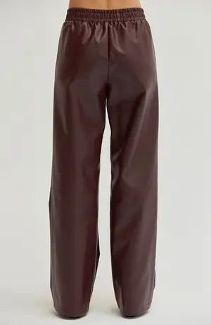 CRESCENT Faux Leather Straight Leg Pants - Cabernet
