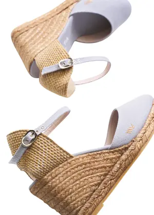 VISCATA Satuna Canvas Espadrille Wedges - Ash