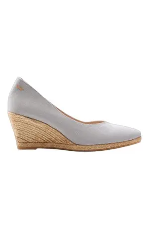 VISCATA Roses V-cut Espadrille Wedges - Ash Grey