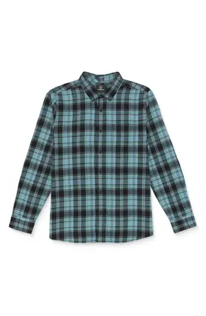Volcom Caden Plaid Button-up Shirt Blue Rinse