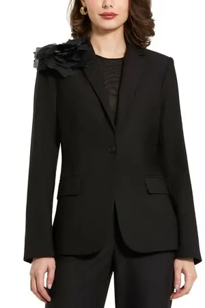 Mac Duggal Classic Crepe Blazer With Floral Detail