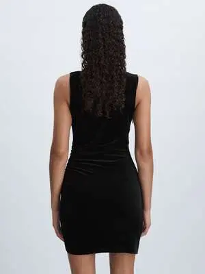 good american velvet ruched mini dress Reiss Good American Velvet Ruched Mini Dress in Black