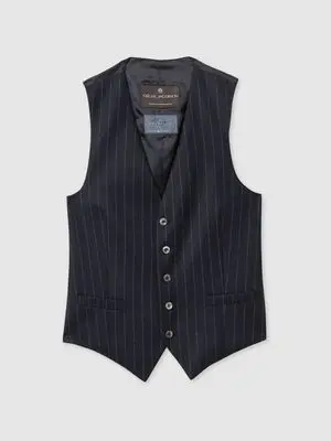 OSCAR JACOBSON 100% Wool Pinstripe Carlo Waistcoat