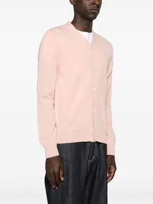 Play Comme Des Garcon Heart-patch Wool Cardigan - Pink
