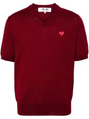 Play Comme Des Garcon Heart-patch Wool Jumper - Red