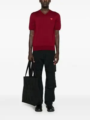 Play Comme Des Garcon Heart-patch Wool Jumper - Red