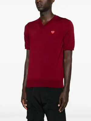 Play Comme Des Garcon Heart-patch Wool Jumper - Red