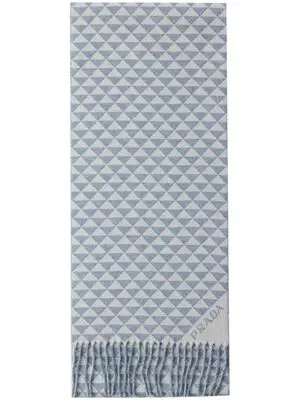 Prada Symbole-geometric Motif Scarf - Blue