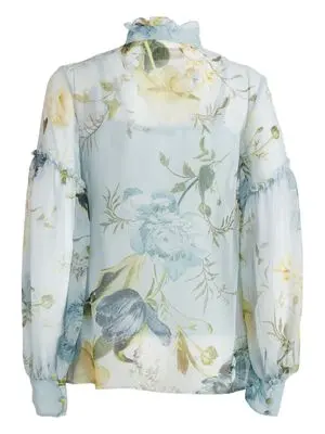 Erdem Botanical-print Silk Blouse