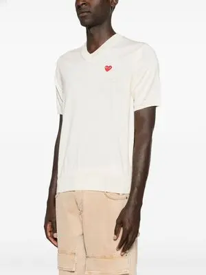 Play Comme Des Garcon Heart-patch Jumper - White