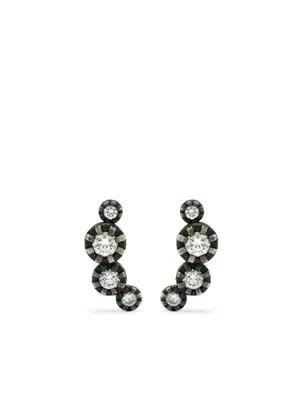 LEANDRA 18k Yellow Gold Diamond Midnight Climber Earrings - Black