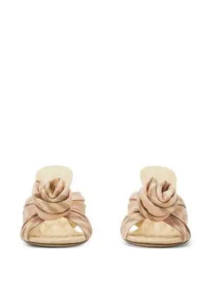 Burberry 90mm Mews Rose Mules - Neutrals