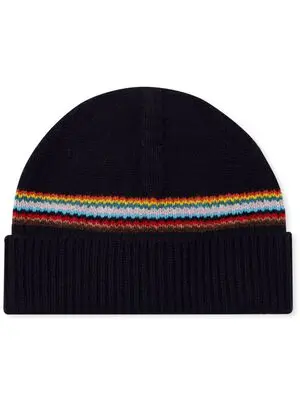 Paul Smith Artist-stripe Beanie - Blue