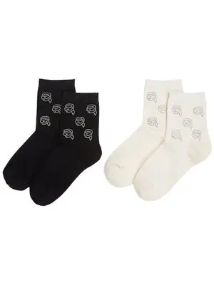 Karl Lagerfeld Ikon Rhinestone Socks - Black