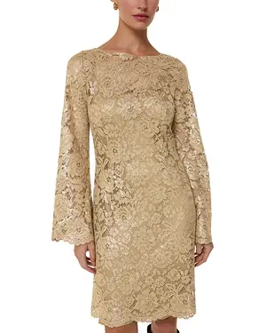 Whistles Metallic Lace Mini Dress