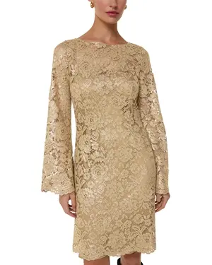 Whistles Metallic Lace Mini Dress