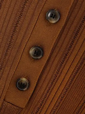 FRAME Ribbed-knit Polo Shirt - Brown