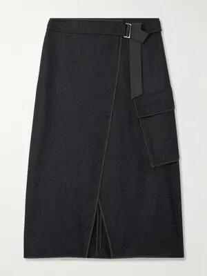 Brunello Cucinelli Shell-trimmed Wool-felt Wrap Midi Skirt