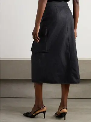 Brunello Cucinelli Shell-trimmed Wool-felt Wrap Midi Skirt