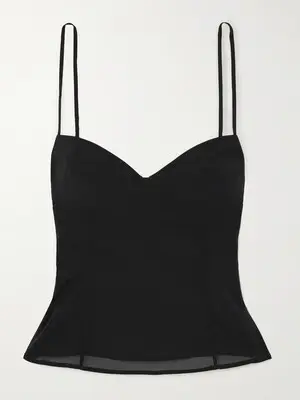 ST. AGNI Stretch-silk Voile Camisole - Black
