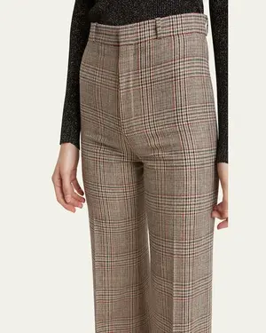 Chloé Prince Of Wales Wide Leg Wool Trousers