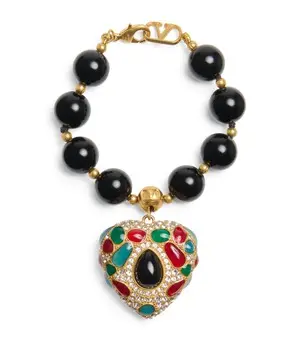 Valentino Garavani Crystal Coeur Royal Bracelet - Black