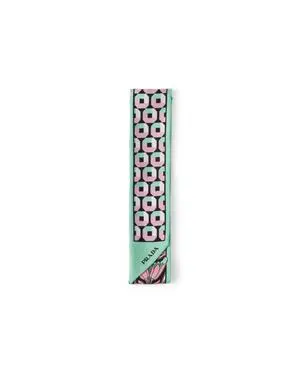 Prada Printed Silk Twill Skinny Scarf - Green