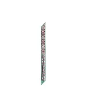 Prada Printed Silk Twill Skinny Scarf - Green