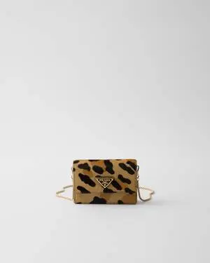 Prada Printed Leather Card Holder With Shoulder Strap