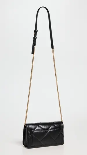 Tory Burch Kira Diamond Quilt Chain Wallet - Black