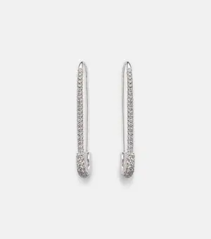 ANITA KO Extra Large Safety Pin Diamond Earrings - Silver