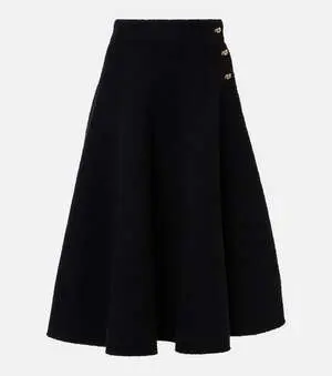 Bottega Veneta Wool Midi Skirt - Black